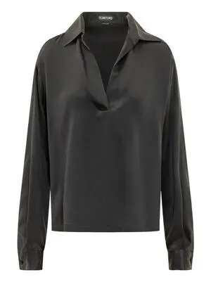 TOM FORD Long-sleeve Polo Shirt - Black