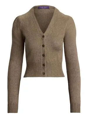Ralph Lauren Silk Mouliné V-neck Cardigan - Beige