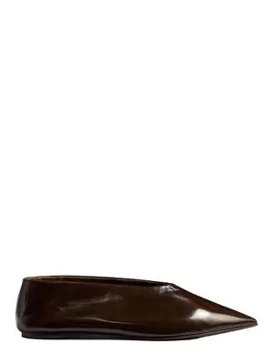 Khaite Miriam Ballerina In Glazed Leather - Cacao