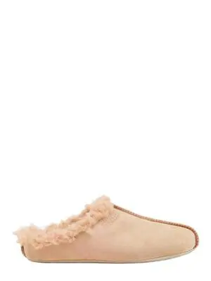 MAISON MARGIELA Faux-shearling Numeric Print Slippers - Neutrals