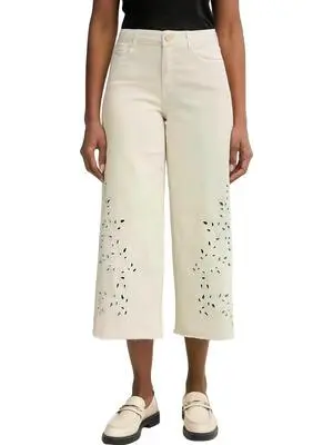 Joseph Ribkoff Broderie Anglaise Cropped Jeans - Neutrals