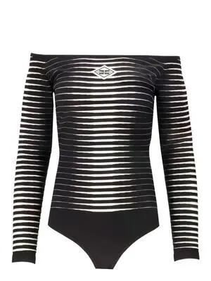 Elisabetta Franchi Striped Off-shoulder Top - Black
