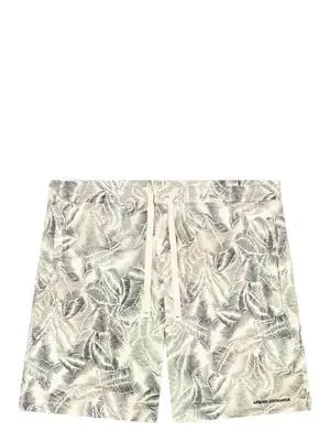 Armani Exchange Leaf-print Drawstring Shorts - Neutrals