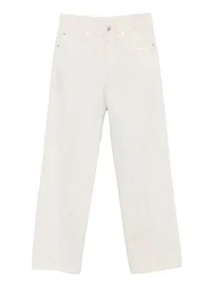 BRUNELLO CUCINELLI Brunello Cucinelli Beige Cotton Pressed Crease Wide Leg Jeans