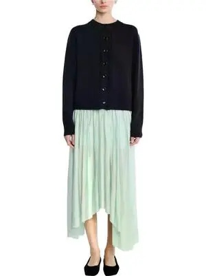 Maria Mcmanus Ladder-stitch Fringe-detail Cardigan - Blue