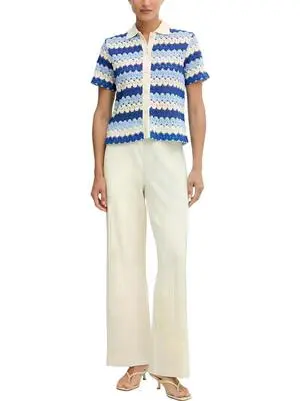 Joseph Ribkoff Ribbed Wide-leg Trousers - Neutrals