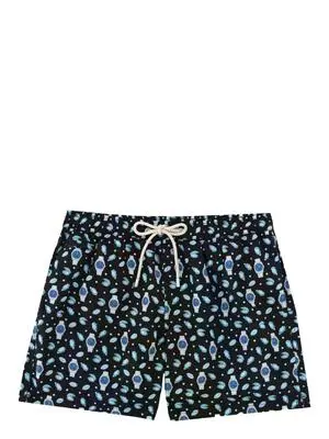 MC2 SAINT BARTH Graphic-print Drawstring Swim Shorts - Black