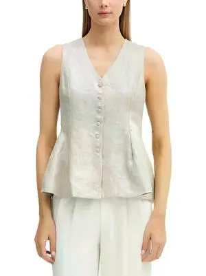 JOSEPH RIBKOFF Metallic-effect Peplum Top