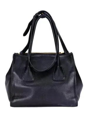 Prada Twin Pocket Leather Tote Bag - Black
