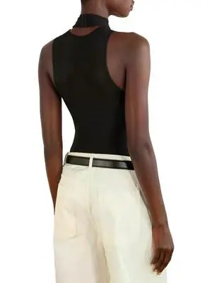 Wardrobe.NYC Translucent Tank Bodysuit - Black