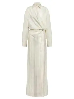 DONDUP Pinstripe-pattern Wrap Maxi Dress - Neutrals