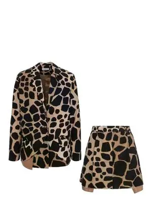 CUANNA Giraffe Print Blazer And Shorts Set - Neutrals