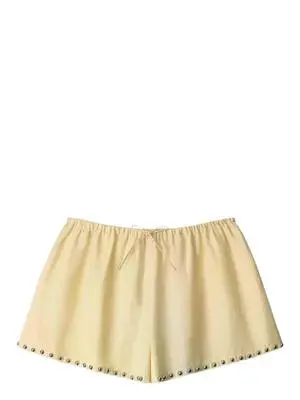 Staud Stáud Linen Shorts With Stud Embellishment - Neutrals