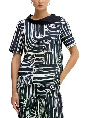 Joseph Ribkoff Abstract Print Cowl Neck Top - Blue