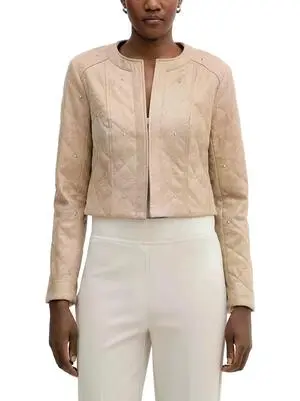 Joseph Ribkoff Quilted Stud Embellished Jacket - Neutrals