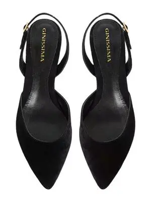 GINISSIMA Alice Pointed-toe Slingback Pumps - Black