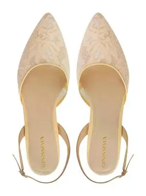 GINISSIMA Ines Lace Slingback Pumps - Neutrals