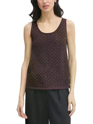 Joseph Ribkoff Open-knit Stud Embellished Tank Top - Brown
