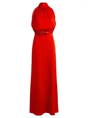Silvia Tcherassi Damara Belted Halterneck Maxi Dress - Orange