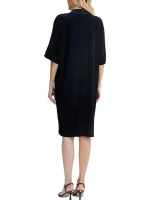 Joseph Ribkoff Patch-pocket V-neck Midi Dress - Blue