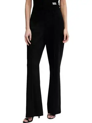 Dkny Pressed Crease Logo Plaque Flared Trousers - Black