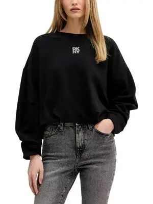 Dkny Embellished Crew Neck Sweatshirt - Black
