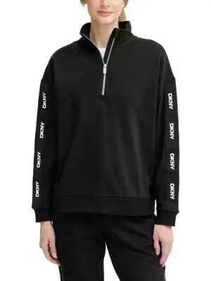 Dkny Logo Tape Quarter-zip Sweatshirt - Black