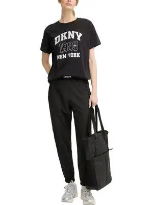 Dkny Logo-waistband Elasticated-cuff Track Pants - Black