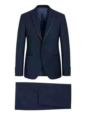 RAMON SANJURJO Satin-trim Single-breasted Suit - Blue