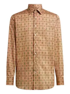 Etro Cotton Satin Shirt With Medallion Motif - Neutrals