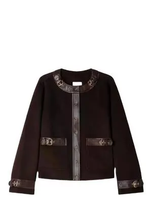 Sandro SANDRO Leather-Trimmed Jacket Black