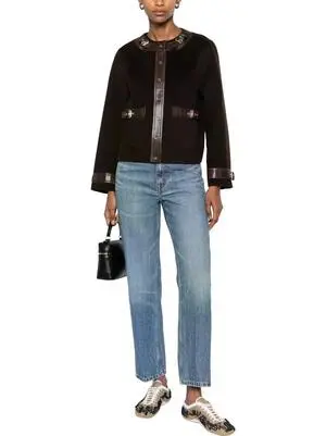 Sandro Leather-trimmed Jacket - Brown