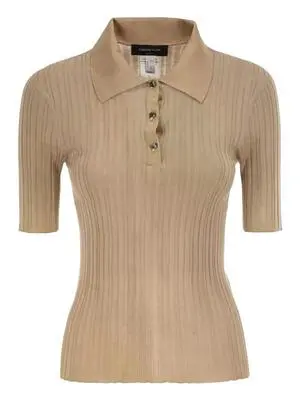 Fabiana Filippi Ribbed-knit Polo Shirt - Neutrals