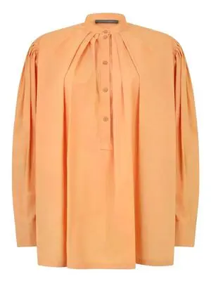 Alberta Ferretti Pleated Long-sleeve Blouse - Orange