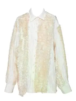 MULLER OF YOSHIOKUBO Crinkled Finish Shirt With Fringe Detailing - Neutrals