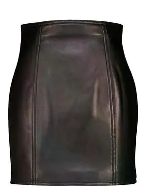 Balmain High-waist Lambskin Mini Skirt - Black