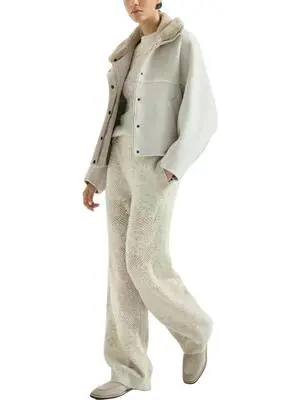 Brunello Cucinelli Brunello Cucinelli Sparkling Mohair And Virgin Wool Knit Track Trousers Neutrals