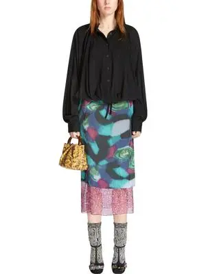 Dries Van Noten DRIES VAN NOTEN Layered Moiré Skirt Black