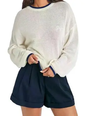 SEROYA Kris Contrast-trim Sweater - Neutrals