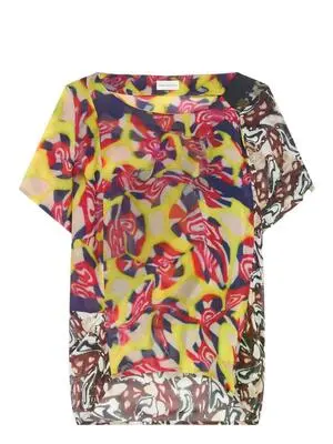 Dries Van Noten Abstract-print Draped Top - Yellow