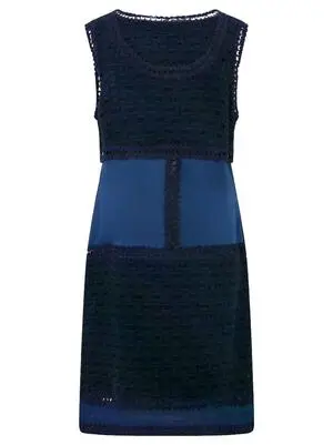 Alberta Ferretti Crochet-knit Color-block Mini Dress - Blue