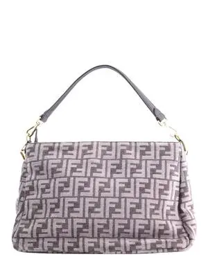 Fendi O'lock Zip Shoulder Bag Zucca Chenille Hobo Bag - Grey