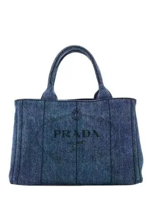 Prada Canapa Convertible Denim Mini Tote Bag - Blue