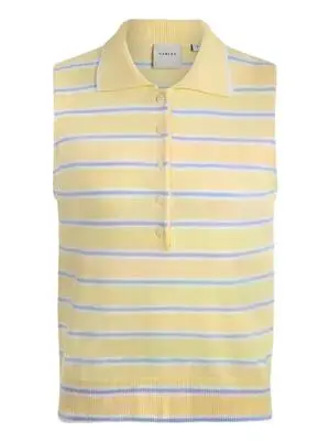 Varley Sleeveless Striped Polo Top - Yellow
