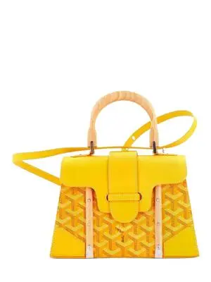 Goyard Structured Saigon Top Handle Bag Coated Canvas With Leather Mini Satchel - Yellow