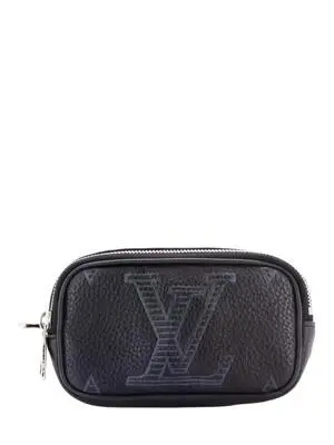 LOUIS VUITTON Louis Vuitton Signature Pocket Monogram Shadow Giant Taurillon Leather Belt Bag Black