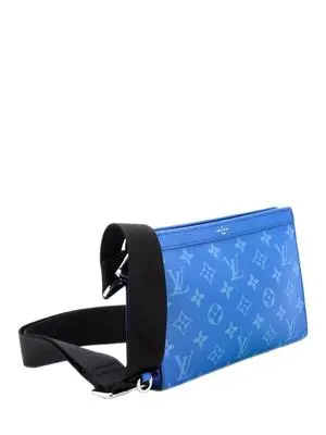 LOUIS VUITTON Gaston Wearable Wallet Monogram Taigarama Crossbody Bag - Blue