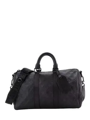 LOUIS VUITTON Keepall Bandouliere 35 Monogram Taurillon Leather Travel Bag - Black