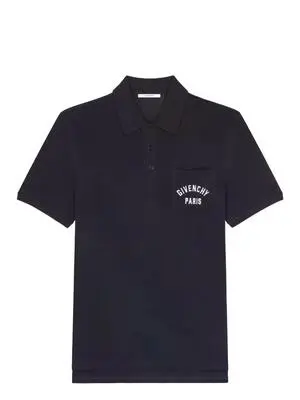 Givenchy Logo-embroidered Patch-pocket Polo Top - Blue