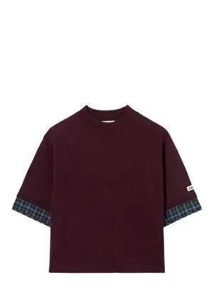 Claudie Pierlot Tartan-trim Short-sleeve Sweater - Red